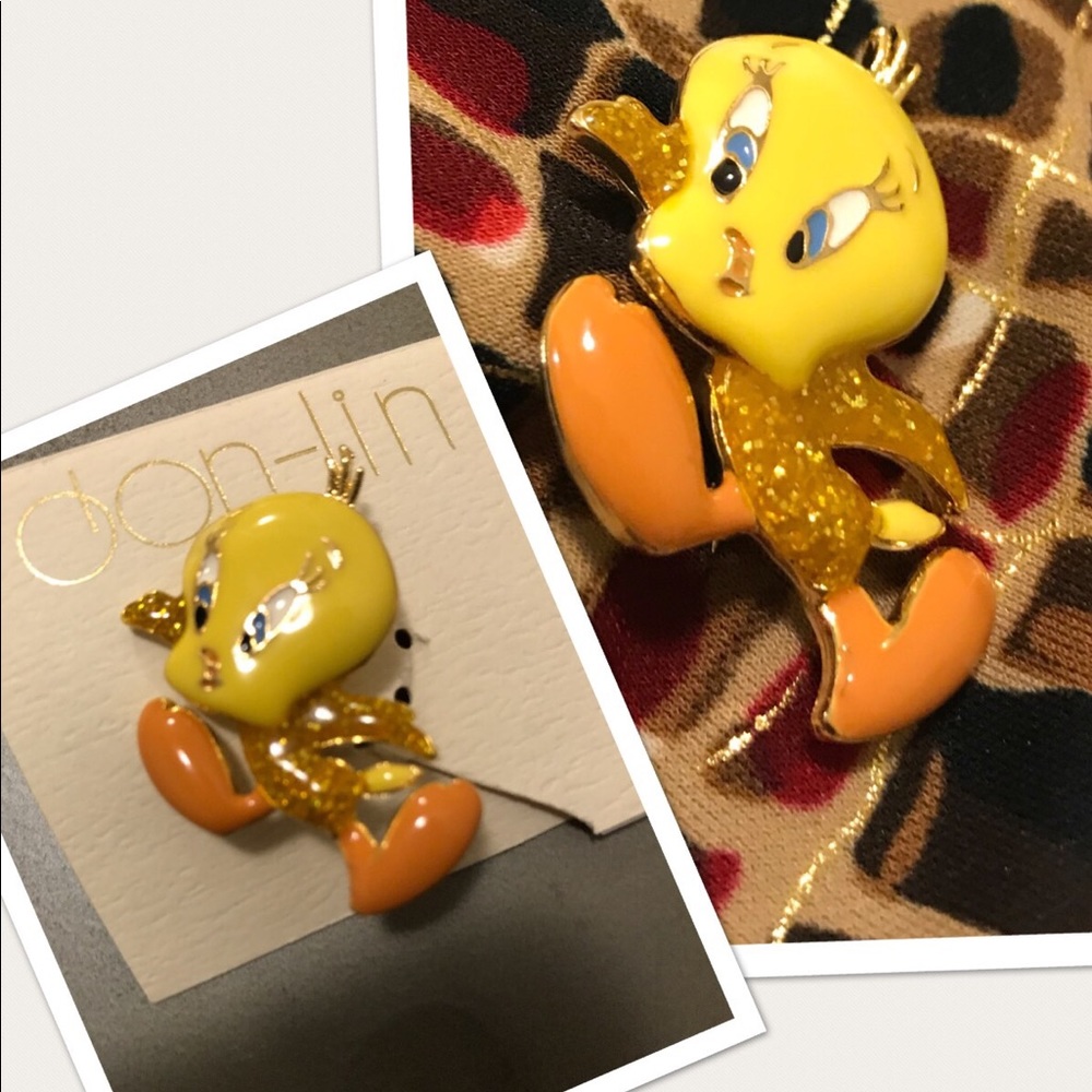 Tweety Bird Vintage Don-Lin Enamel Brooch Pin - Gem